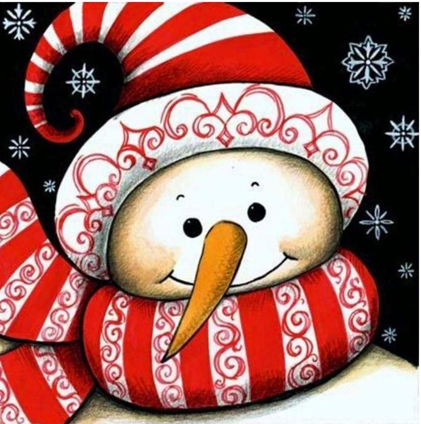 Snowman Cartoon Diamond Square Painting – I Love DIY Art
